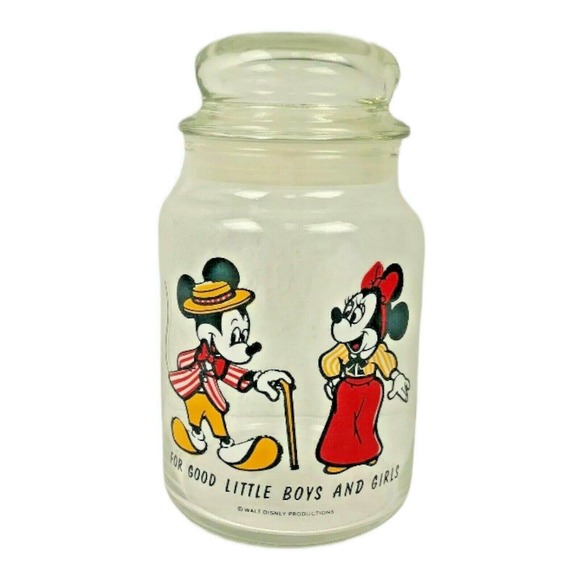 Walt Disney Productions | Accents | Vintage Glass Mickey And Minnie ...